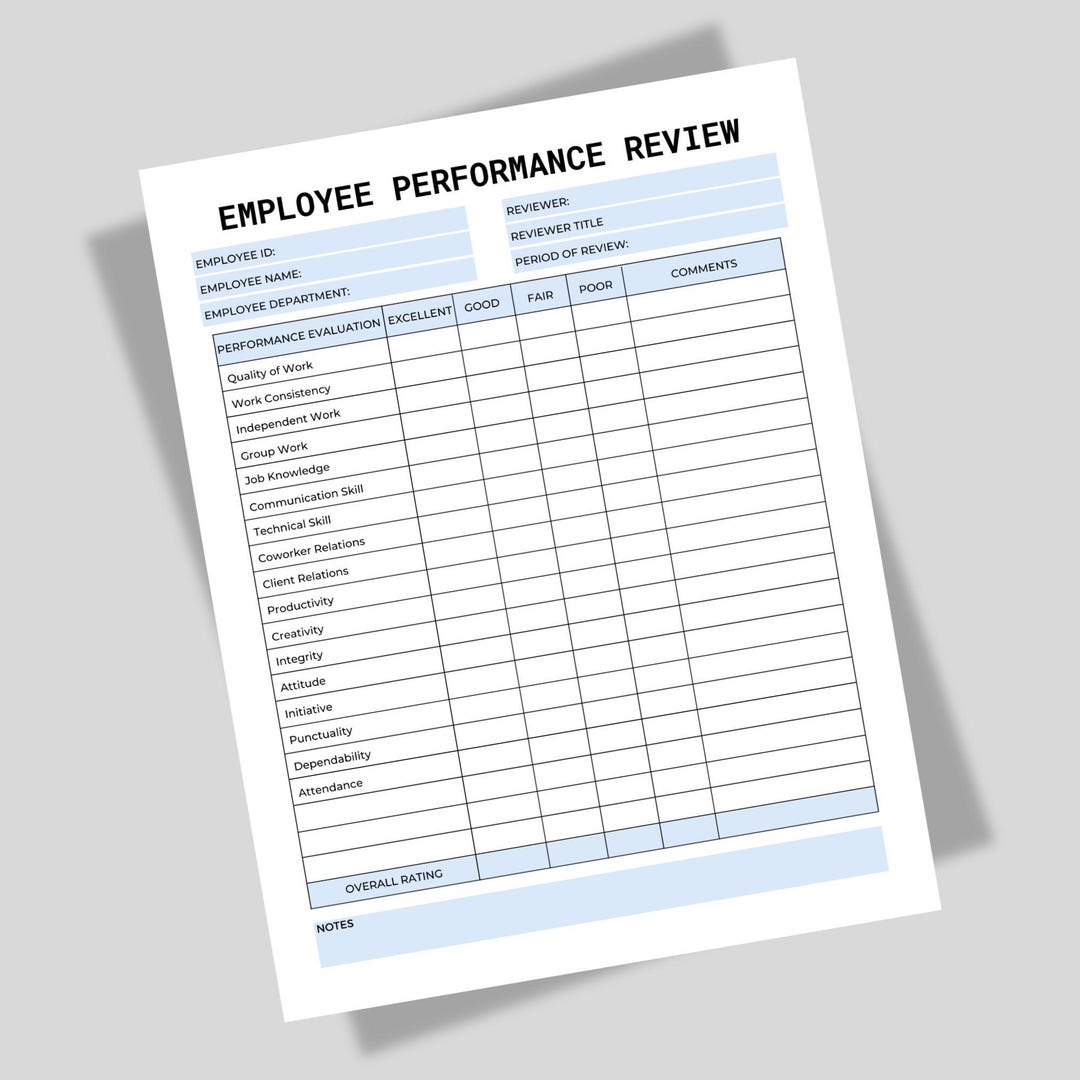 Employee Performance Review Template: Printable HR Evaluation (PDF) - Etsy