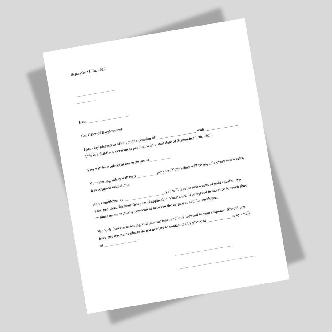 Employee Offer Letter Template | MS Word Editable Format | Formal Job ...