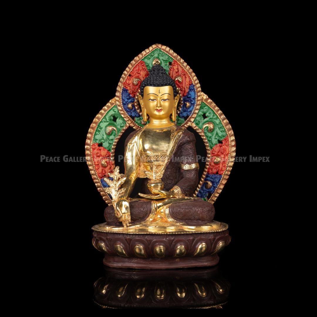 Copper Medicine Buddha Statue: Oxide Finish, Spiritual Decor - Etsy