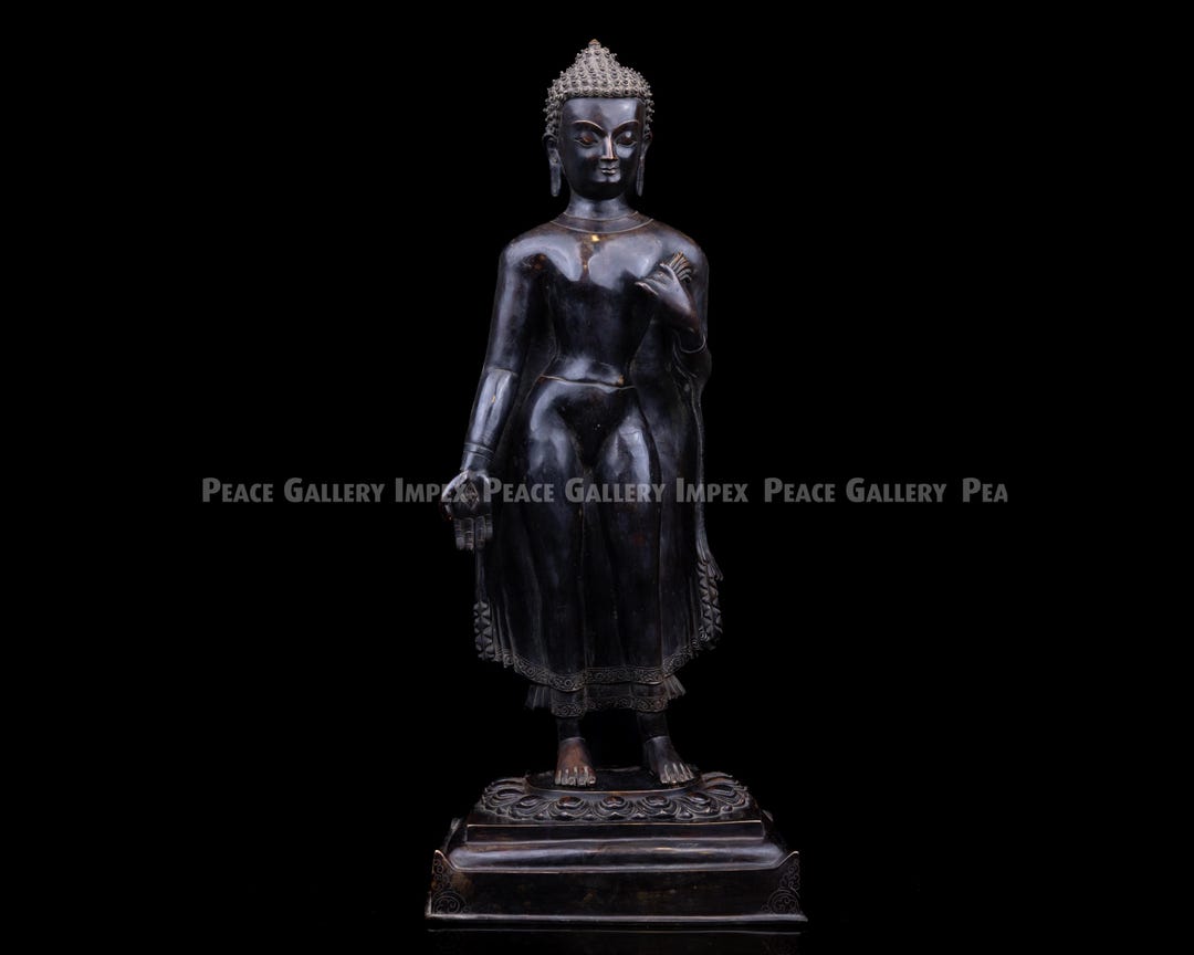 Copper Oxide Standing Buddha Statue: Abhaya Mudra - Etsy