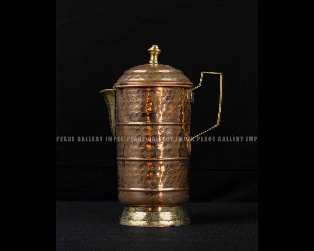 Handmade Hammered Copper Water Pitcher With Lid - Ayurvedic Jug - Etsy