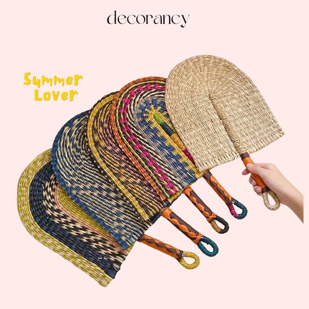 Woven Straw Fan, Summer Cooling Grass Fan, Eco Grass Handwoven Fan ...