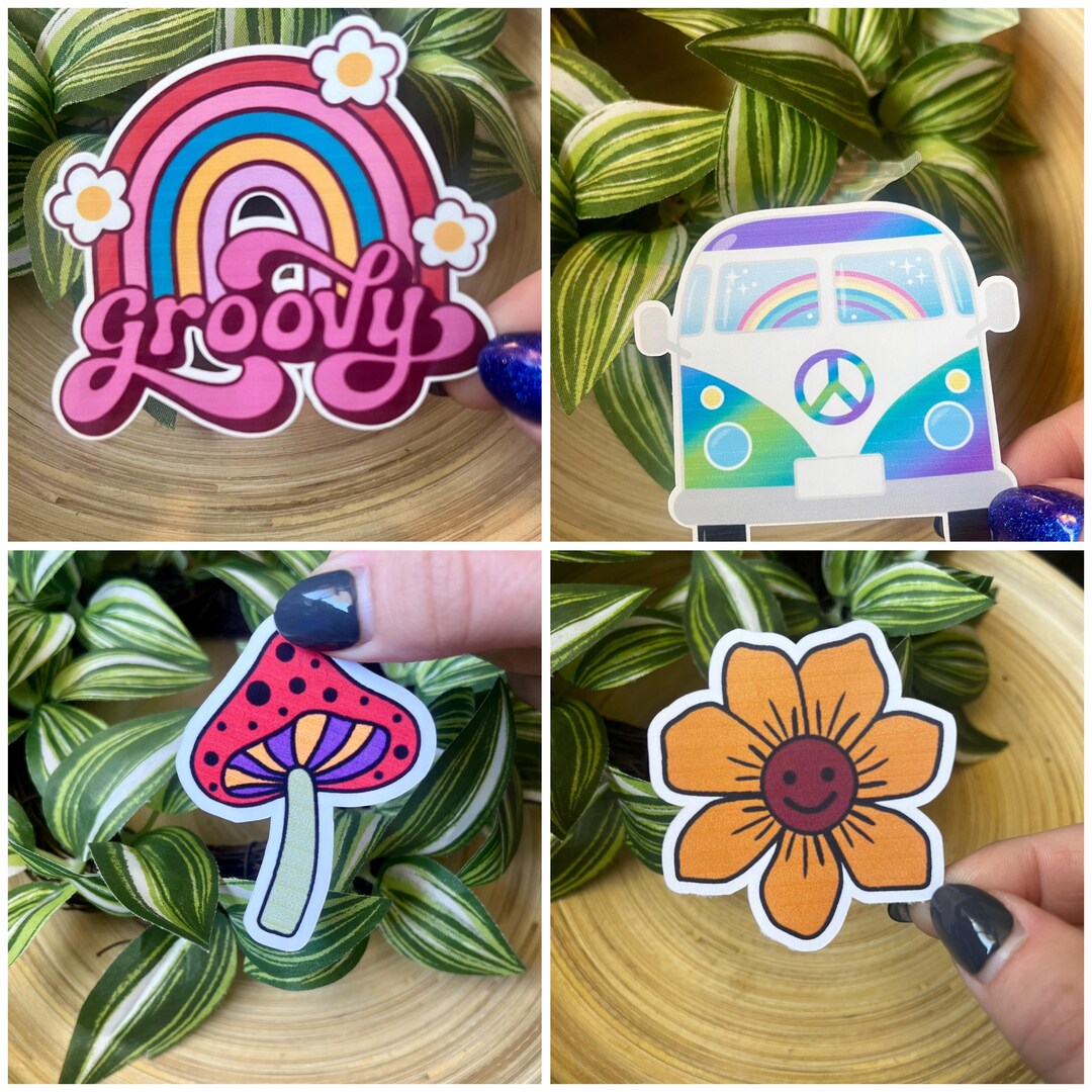 Retro Groovy Sticker Pack - Etsy