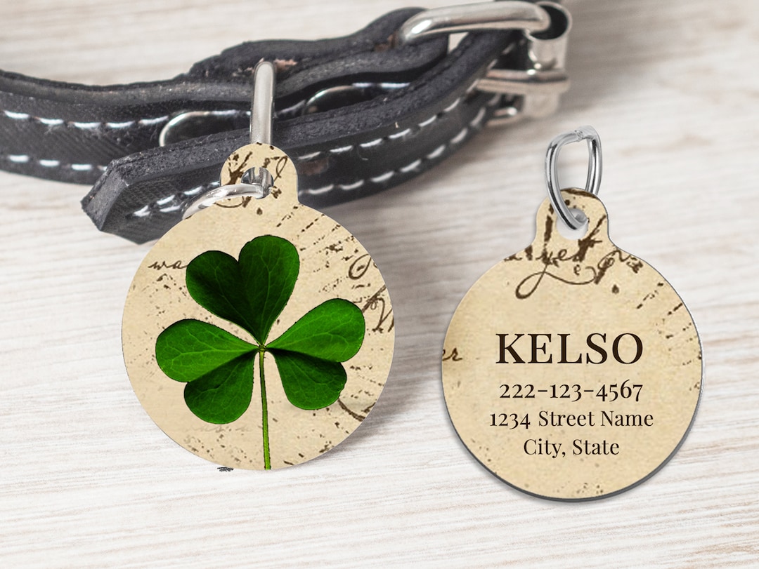 St. Patrick's Day Vintage Style Shamrock Pet ID Dog Tag Cat Charm ...
