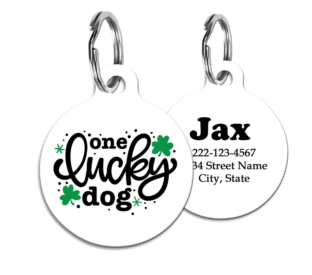 St. Patrick's Day Pet ID Tag, One Lucky Dog Tag for Dogs, Rescue Pet Id ...