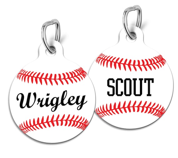 Baseball Pet ID Tag Custom Name Baseball Dog Tag Softball - Etsy