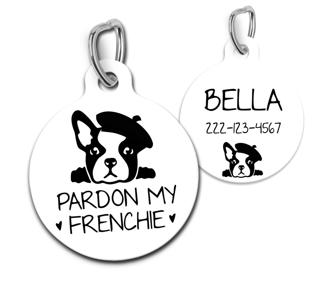 French Bulldog Funny Pet ID Dog Tag Double Sided Charm pardon - Etsy