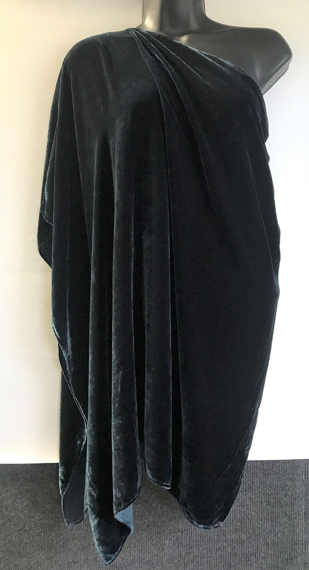 Hand Dyed Silk Velvet Poncho in Dark Teal Blue Tones One Size Fits Most ...