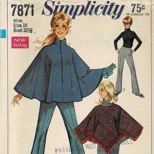 1960s Misses Ponchos and Bell-bottom Pants Simplicity 7871 Vintage ...