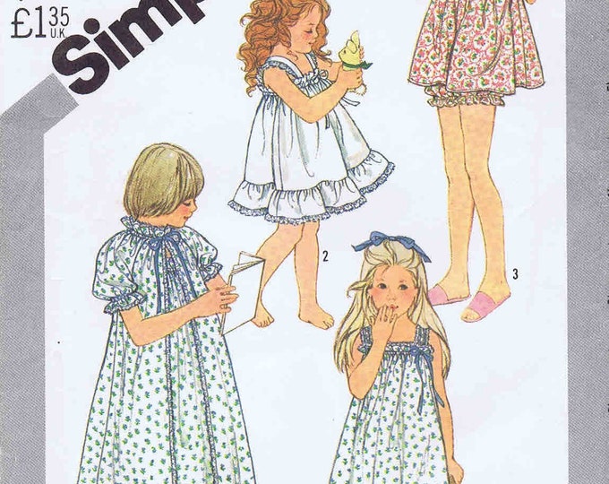 1980s Girls Nightgown Robe and Baby Doll Pajamas Simplicity 5562 ...