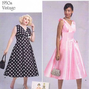 Misses Surplice Neck Full Skirt Dress 1950s Vintage Simplicity K8592 ...