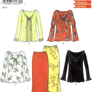 Misses Blouse and Ankle Length Pull-on Skirt New Look 6042 Vintage ...