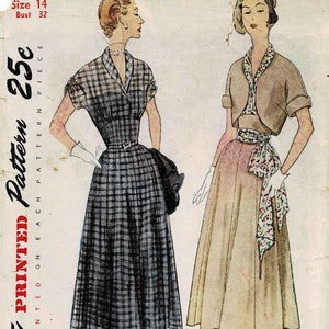 1950s Misses High Midriff Dress and Bolero Jacket Simplicity 3240 ...