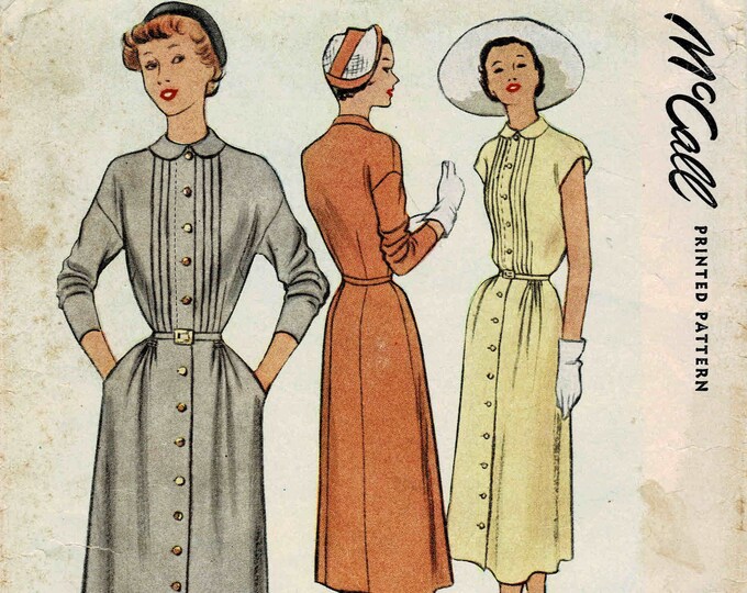 1950s Misses Dress With Scallops and Inverted Pleat Mccall's 8940 ...