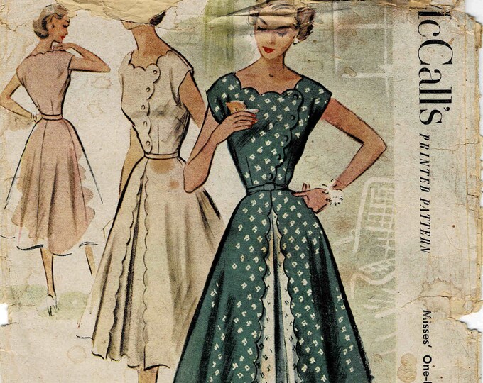 1950s Misses Dress With Scallops and Inverted Pleat Mccall's 8940 ...
