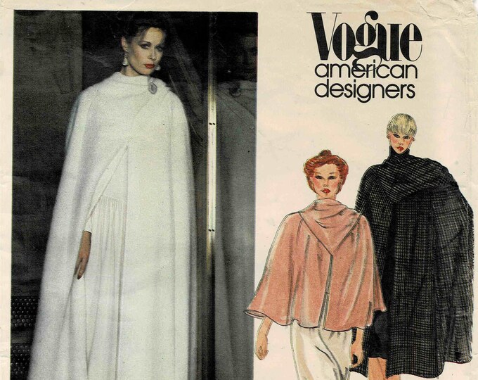 1980s Vogue 2617 Edith Head Designer Cape Vintage Sewing Pattern Size ...