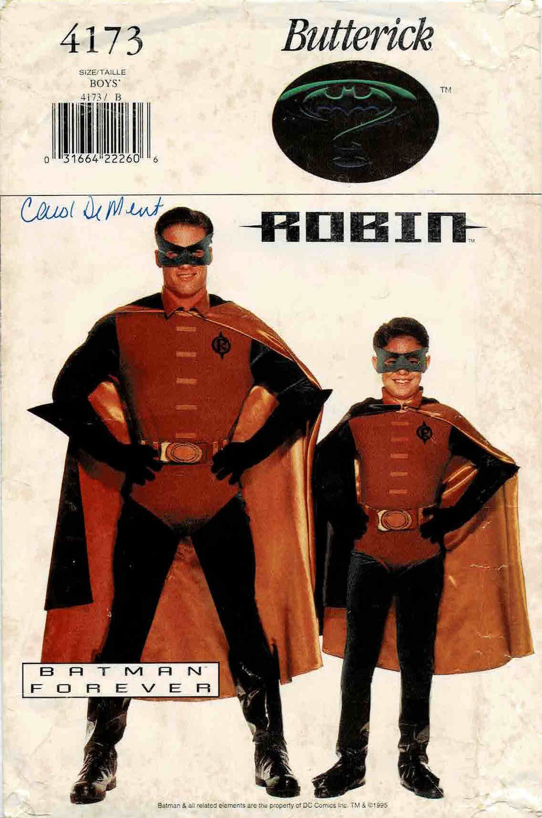 Butterick 4173 Boys Robin - Jumpsuit, Cape, Briefs Mask, Boots Costume ...