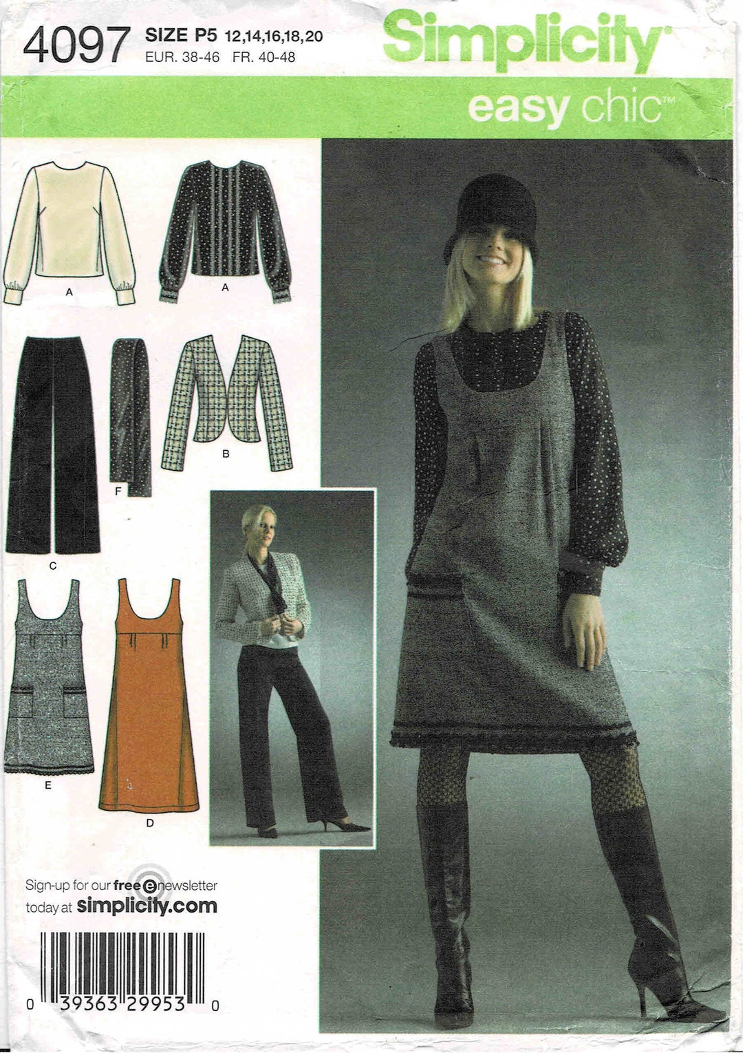 Misses Blouse, Jacket, Pants, Jumper and Scarf Simplicity 4097 Sewing Pattern Size 12 - 14 - 16 ...