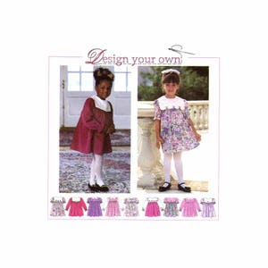 Little Girls Full Skirt Dress Simplicity 9376 Sewing Pattern Size 2 - 3 ...