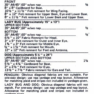 1970s Penguin Lady Bug Dog Stuffed Animals Butterick 3958 Vintage ...