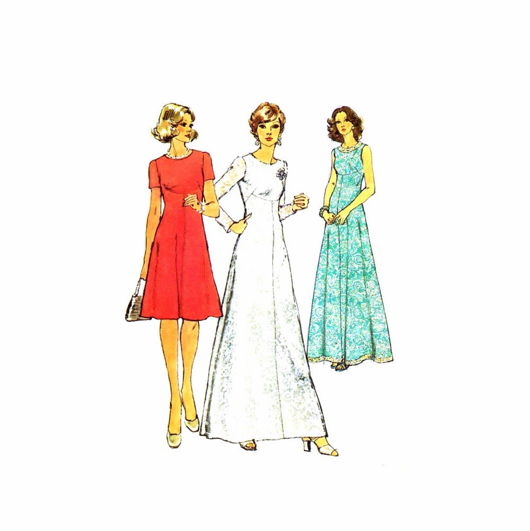 1970s Cocktail Evening Dress Simplicity 6094 Vintage Sewing Pattern ...