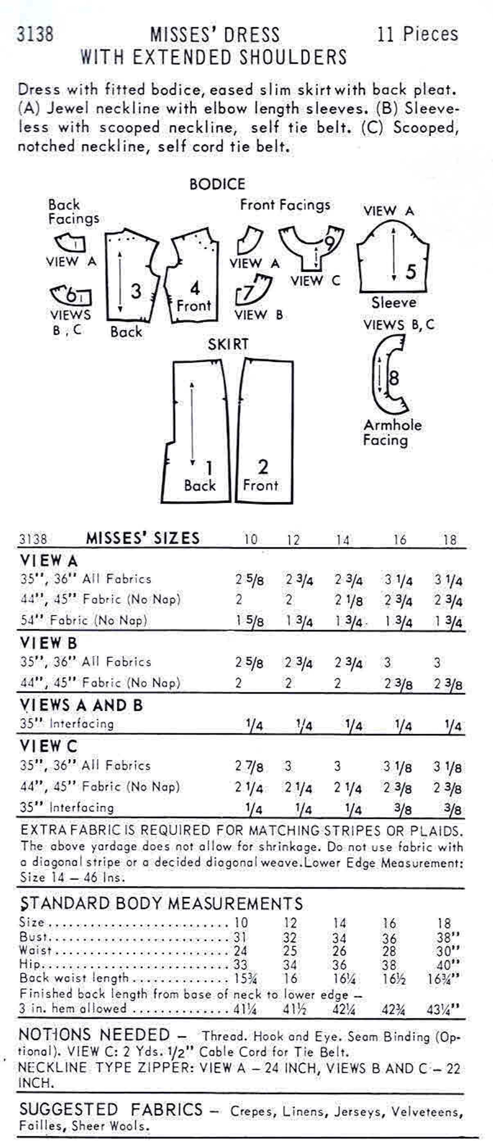 1960s Misses Cocktail Dress Butterick 3138 Vintage Sewing - Etsy