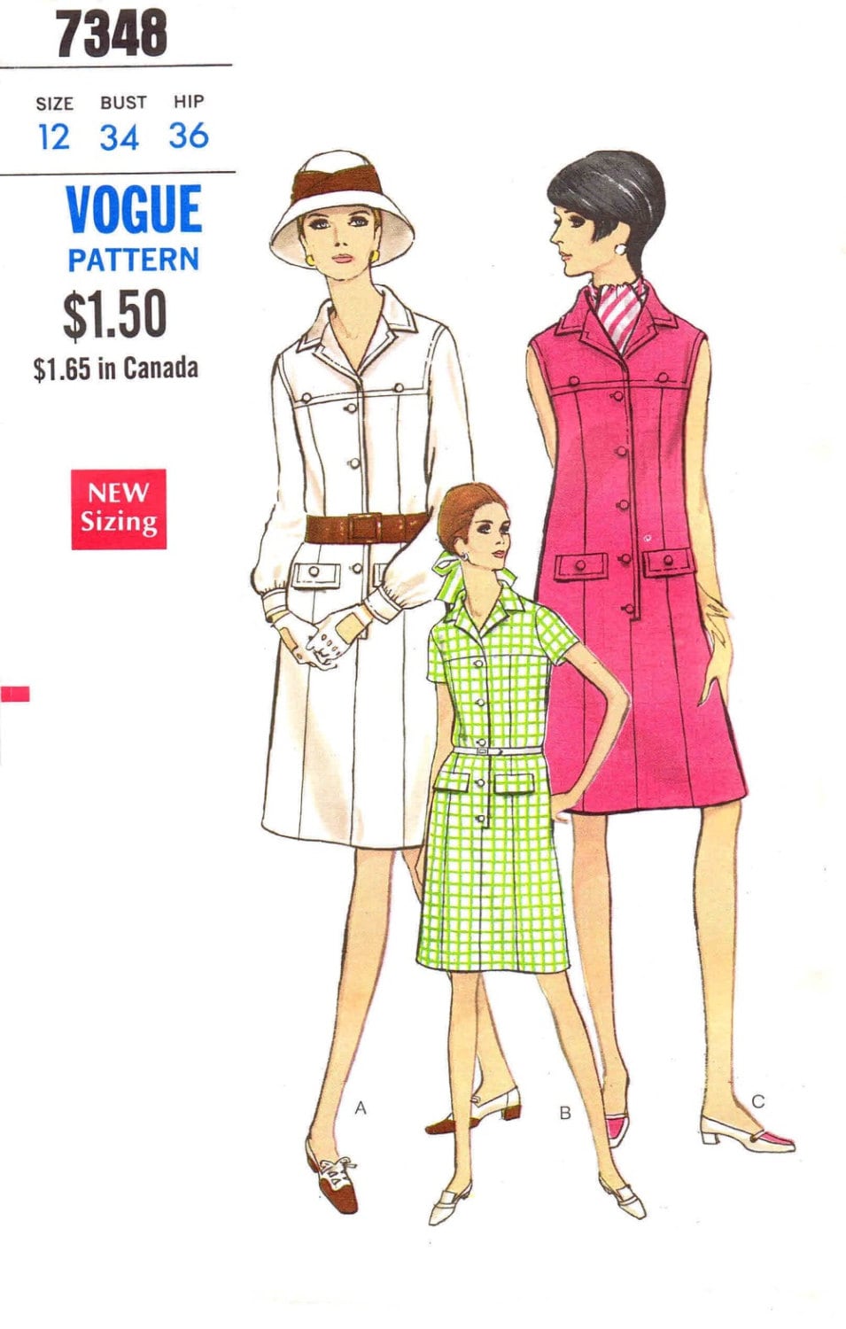 1960s Misses Semi-Fitted A-line Dress Vogue Young Fashionables 6543 ...