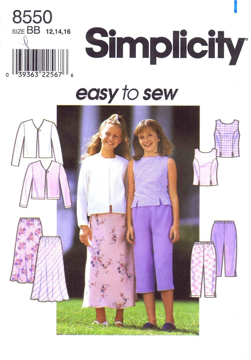 Kits & How To Patterns Skirt Simplicity 8550 Girl's Jacket Pants Top ...