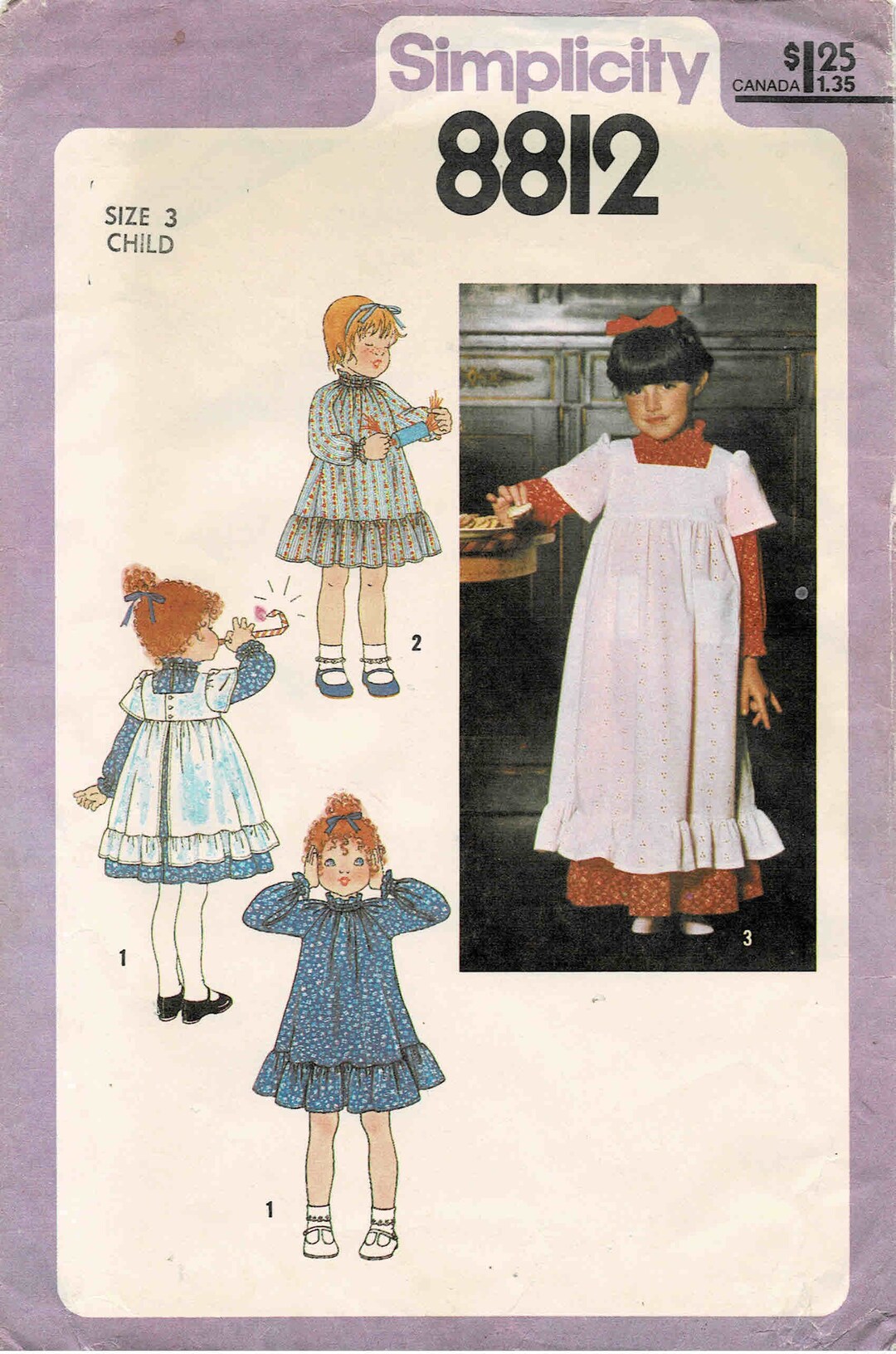 1970s Child's Dress and Pinafore in Two Lengths Simplicity 8812 Vintage ...