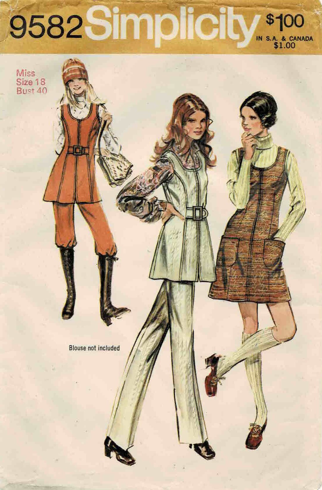 1970s Simplicity 9582 Vintage Sewing Pattern Misses Front Zippered Mini ...
