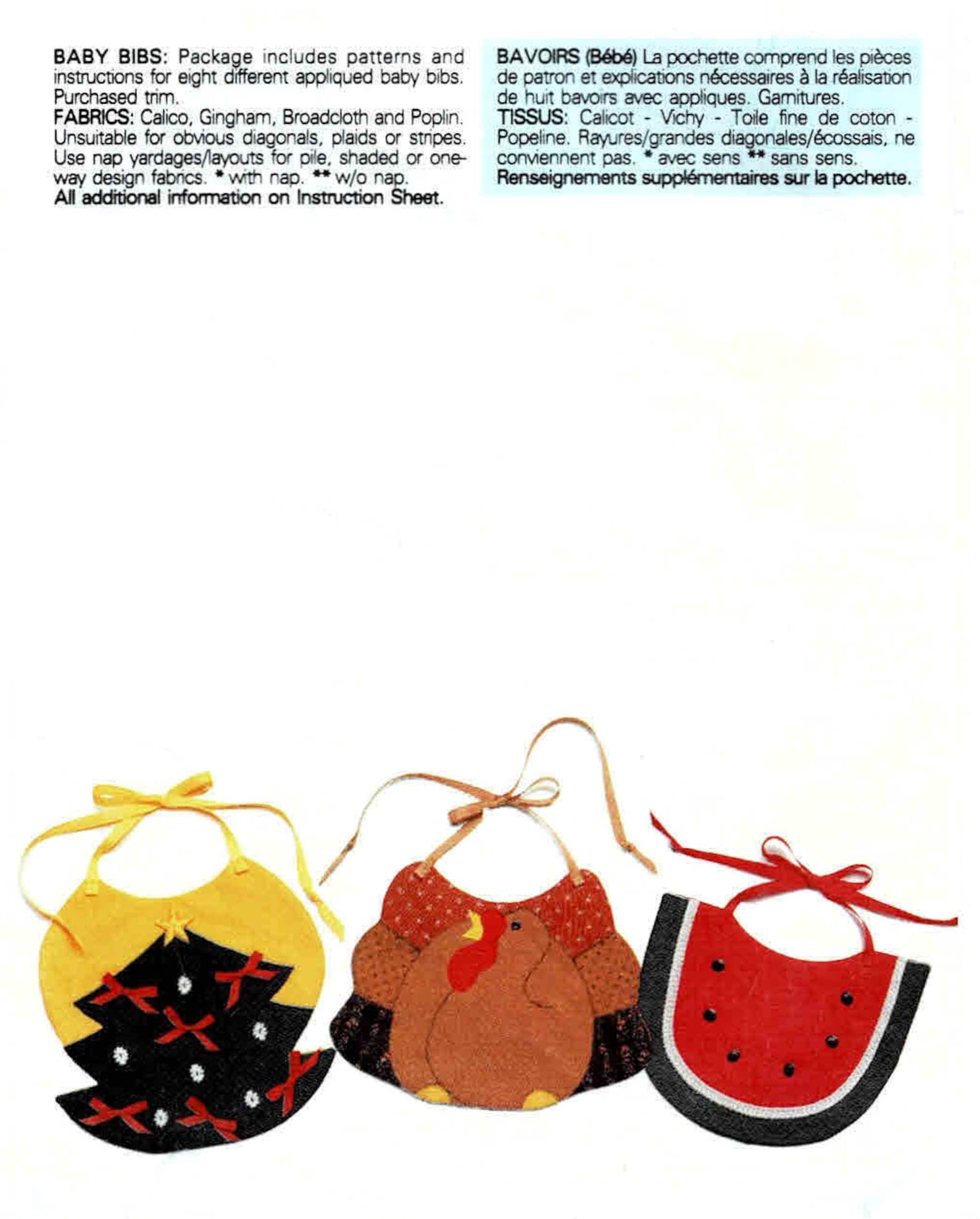 Happy Holiday Baby Bibs Butterick 4422 Vintage Embroidery - Etsy