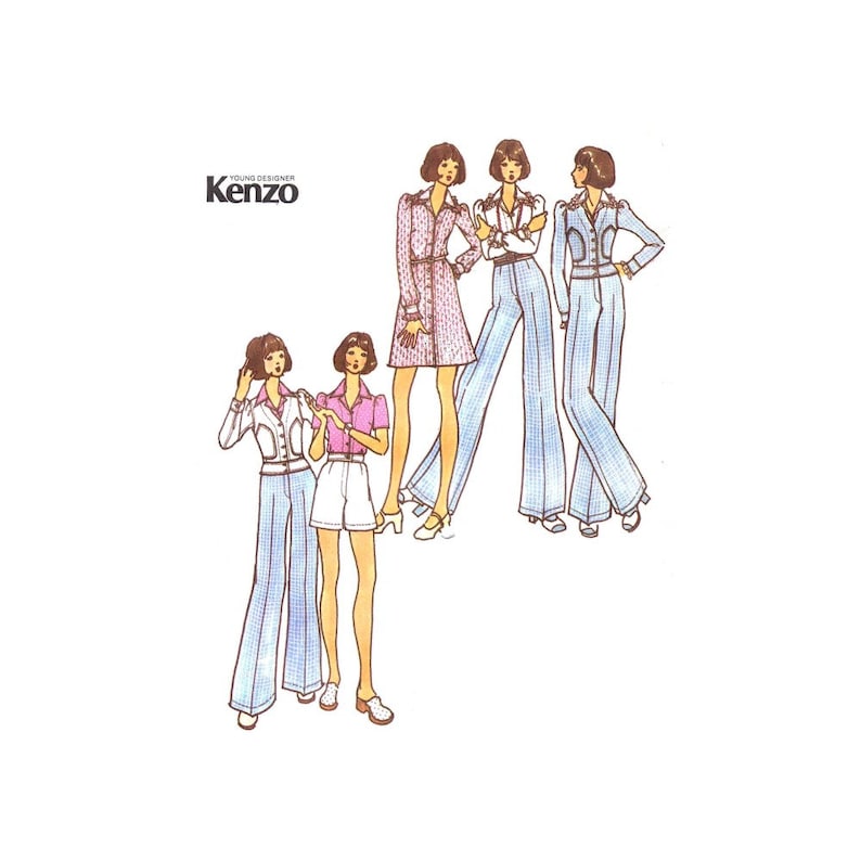 1970s Kenzo Jacket Blouse Dress Pants Shorts Butterick 3029 | Etsy