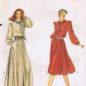 1980s Misses Loose Fitting Blouson Dress in Evening Length Vogue 7765 Vintage Sewing Pattern ...