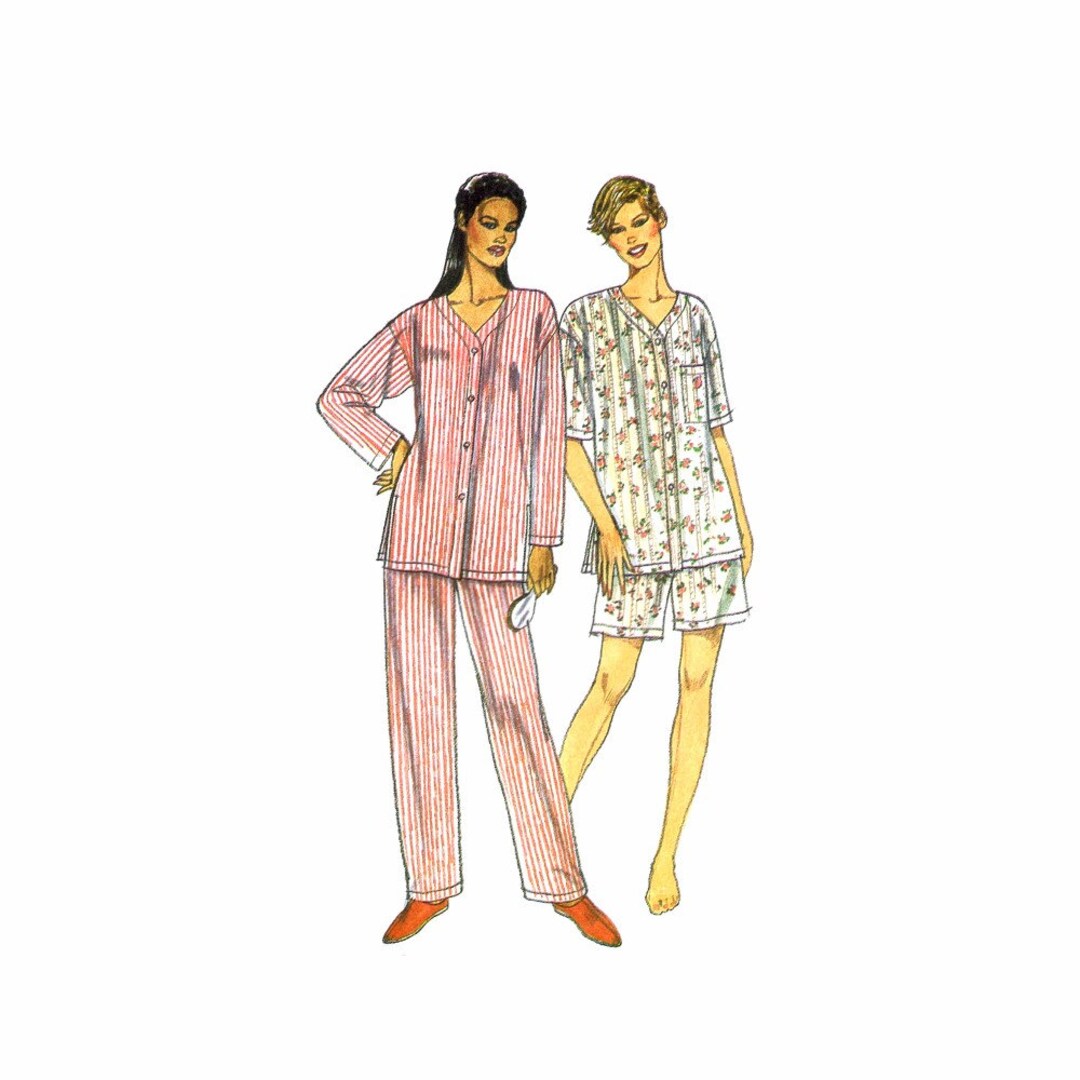 1990s Misses Pajamas Top Pants Shorts Simplicity 8487 Vintage Sewing ...