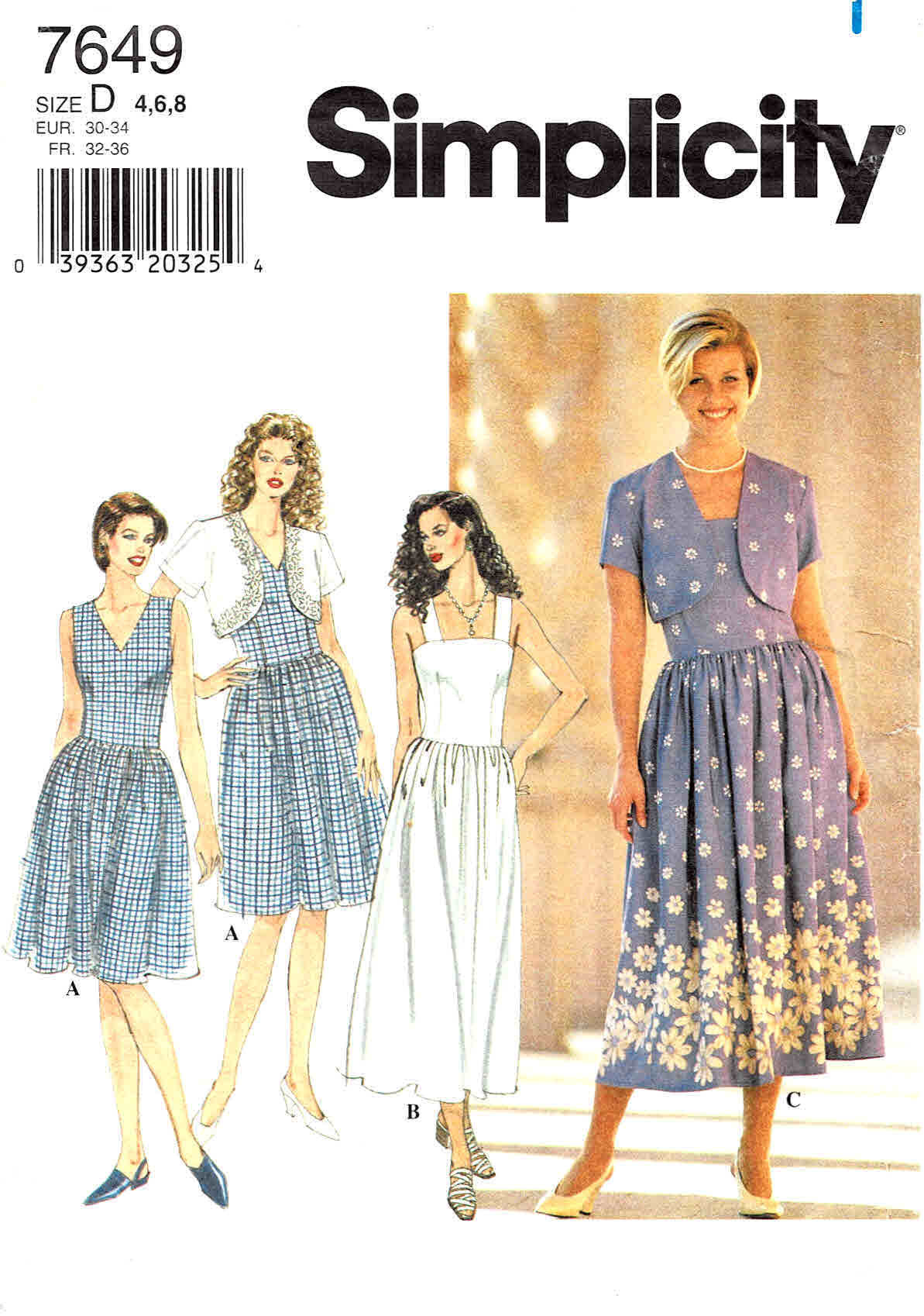 Misses Full Skirt Dress and Jacket Simplicity 7649 Vintage | Etsy