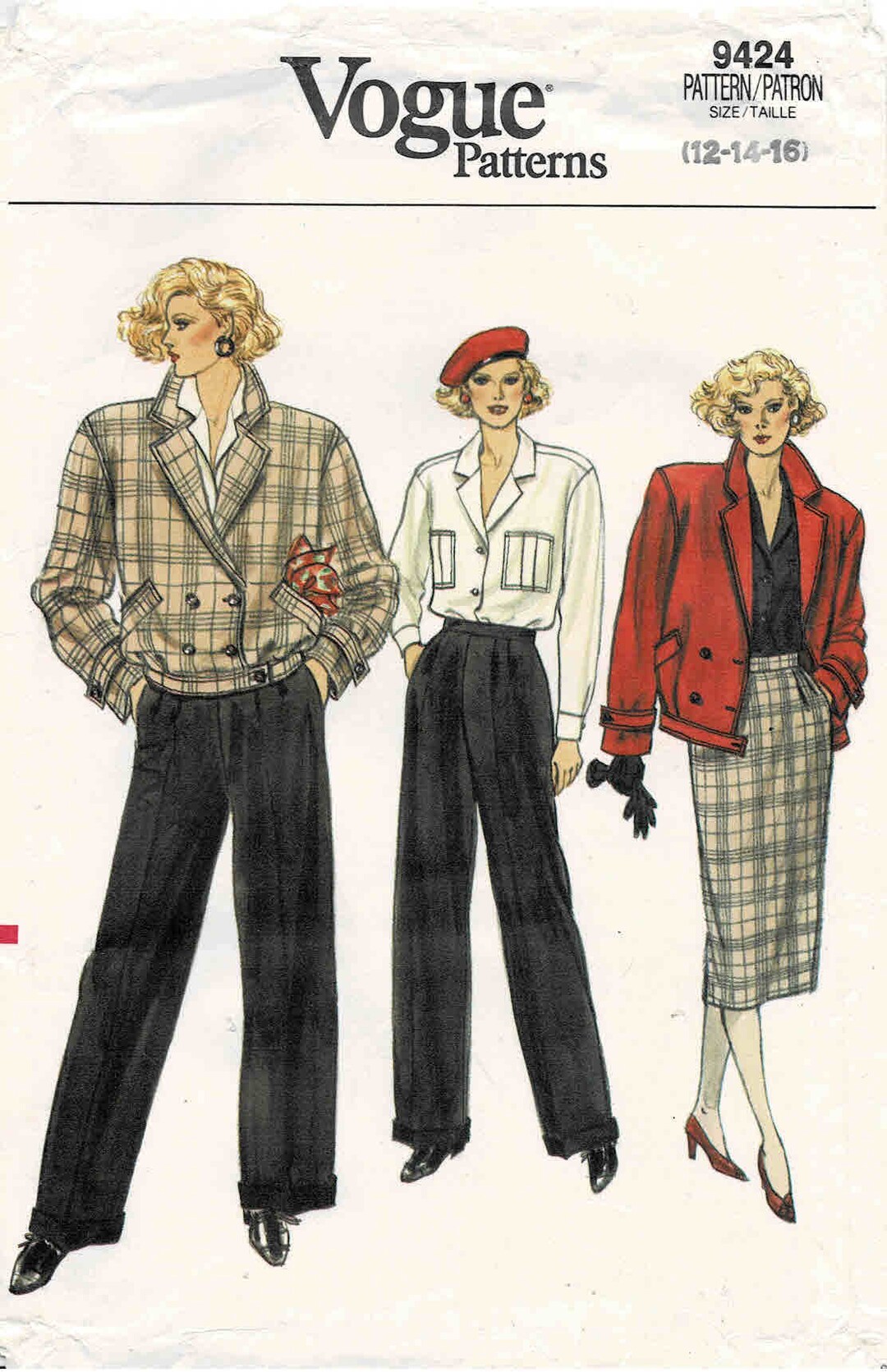 Misses Above Hip Jacket, Skirt, Straight Leg Cuffed Pants, Shirt Vogue ...