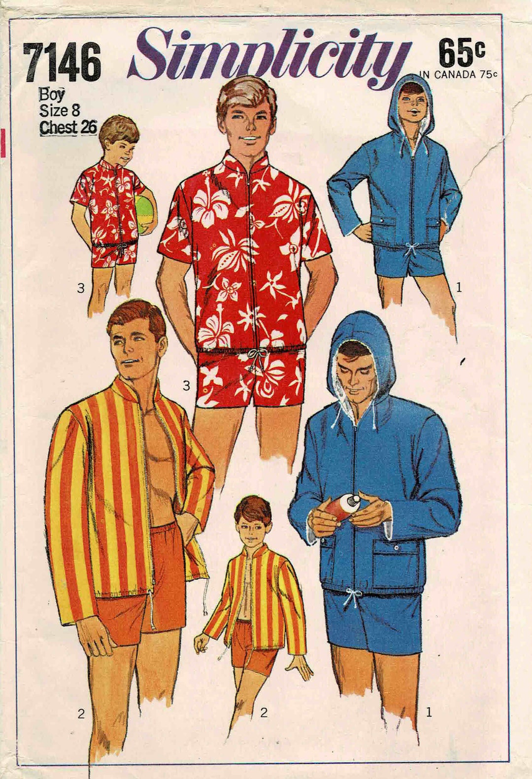 1960s Simplicity 7146 Boys Swim Shorts and Jacket Vintage Sewing ...