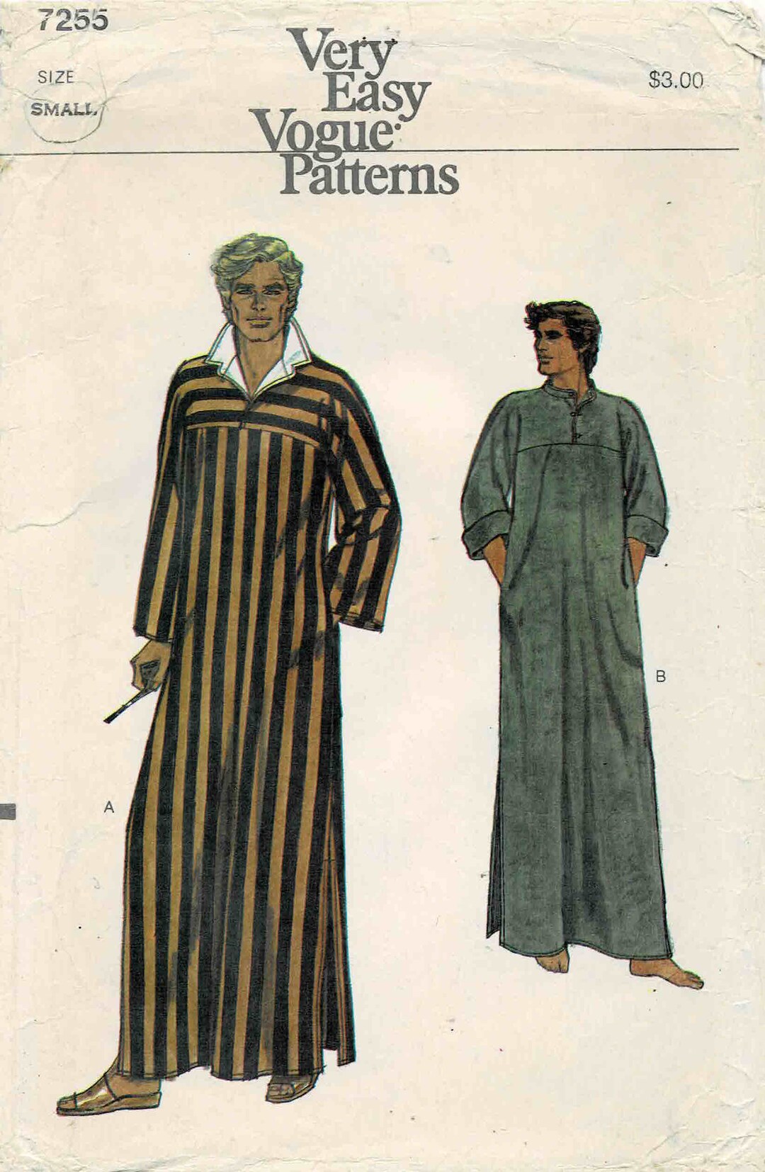 1970s Vogue 7255 Men's Caftan Vintage Sewing Pattern Size Small Chest ...