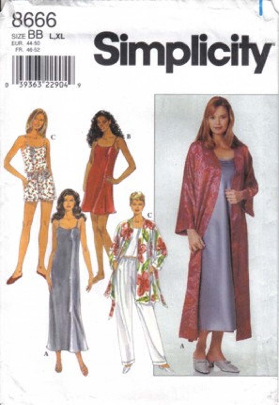 Misses Slip Nightgown Camisole Pants Shorts Robe Simplicity Sewing ...