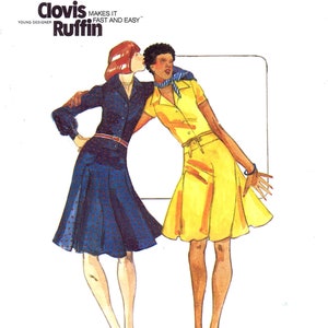 1970s Clovis Ruffin Drop Waist Fit and Flared Dress Butterick 3610 ...