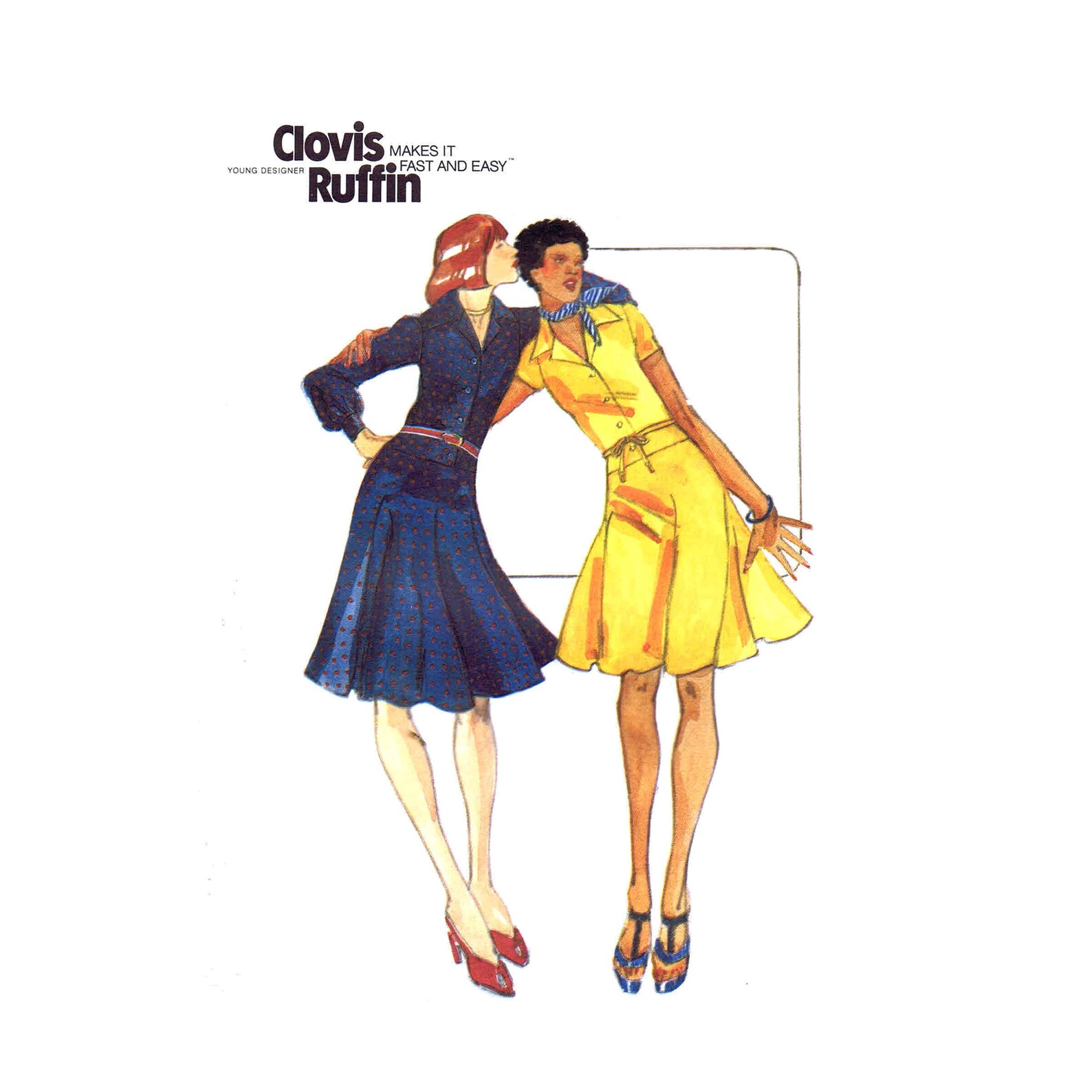 1970s Clovis Ruffin Drop Waist Fit and Flared Dress Butterick | Etsy