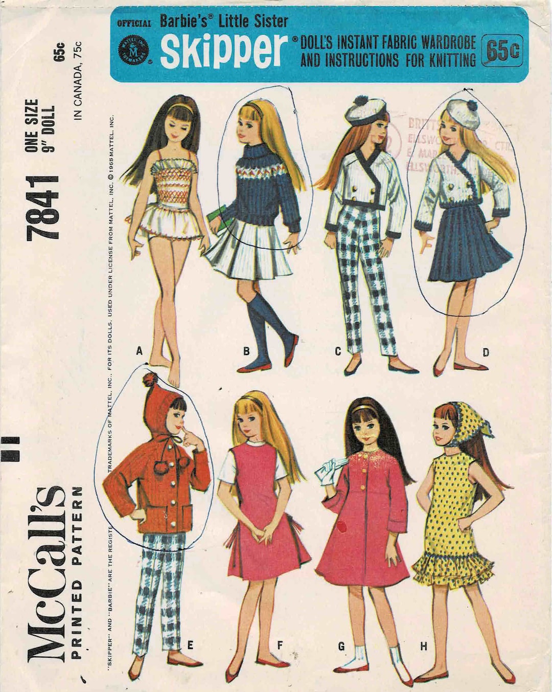 1960s Mccall's 7841 Vintage Sewing Pattern Barbie's Little Sister ...