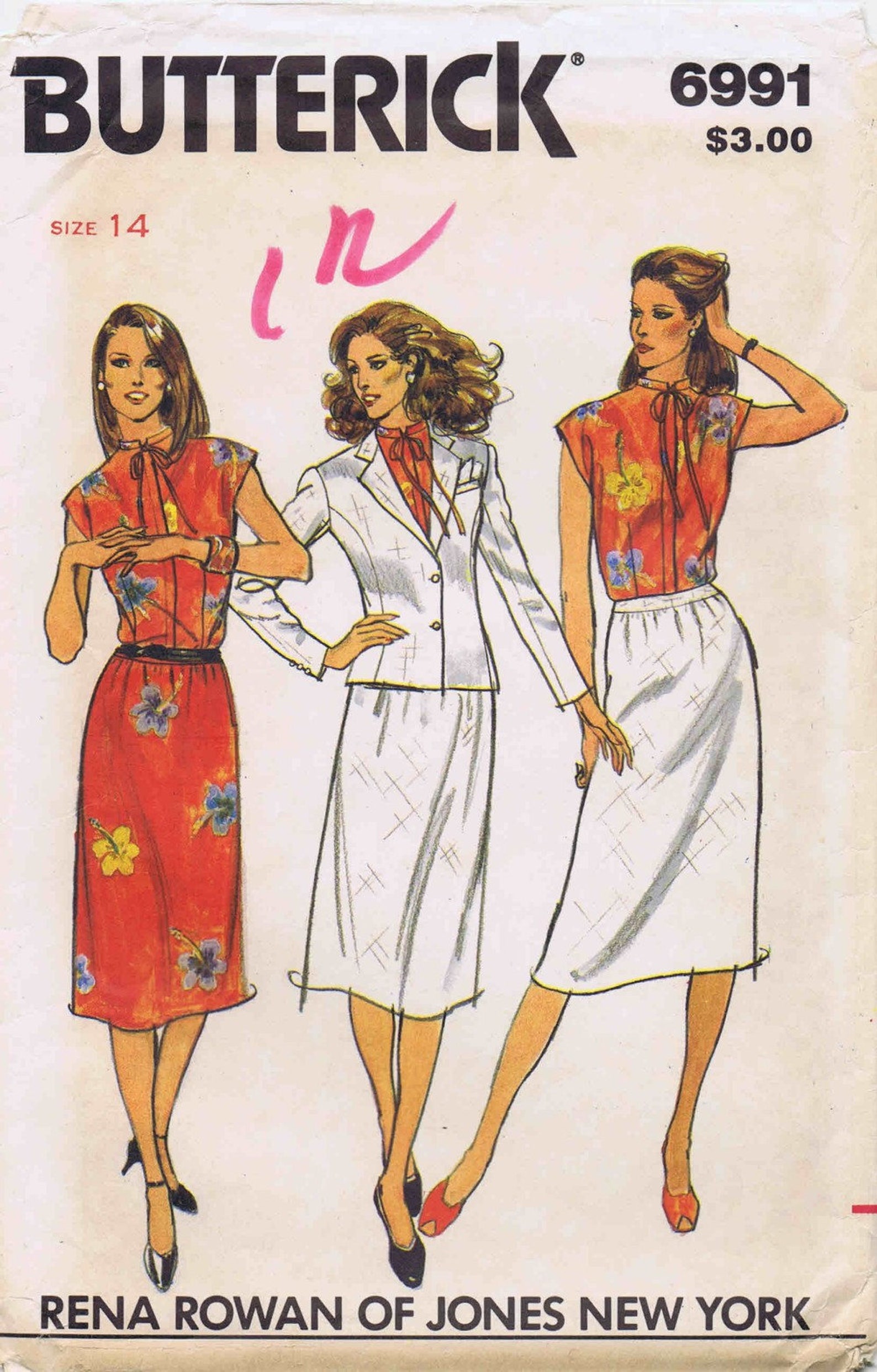 Rena Rowan Jacket Blouse Skirt Jones New York Butterick 6991 - Etsy