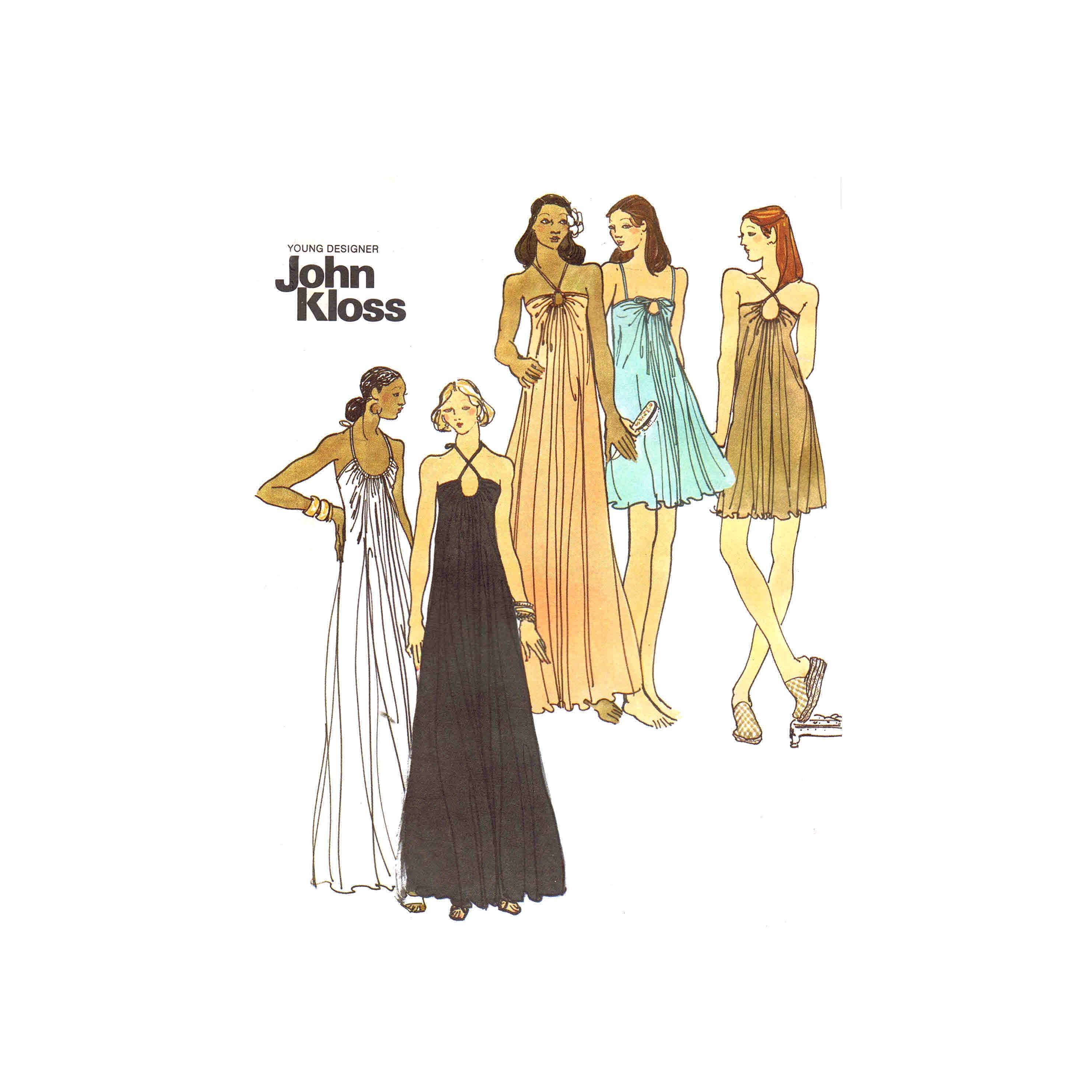 1970s John Kloss Evening Gown Dress Nightgown Butterick 3407 | Etsy