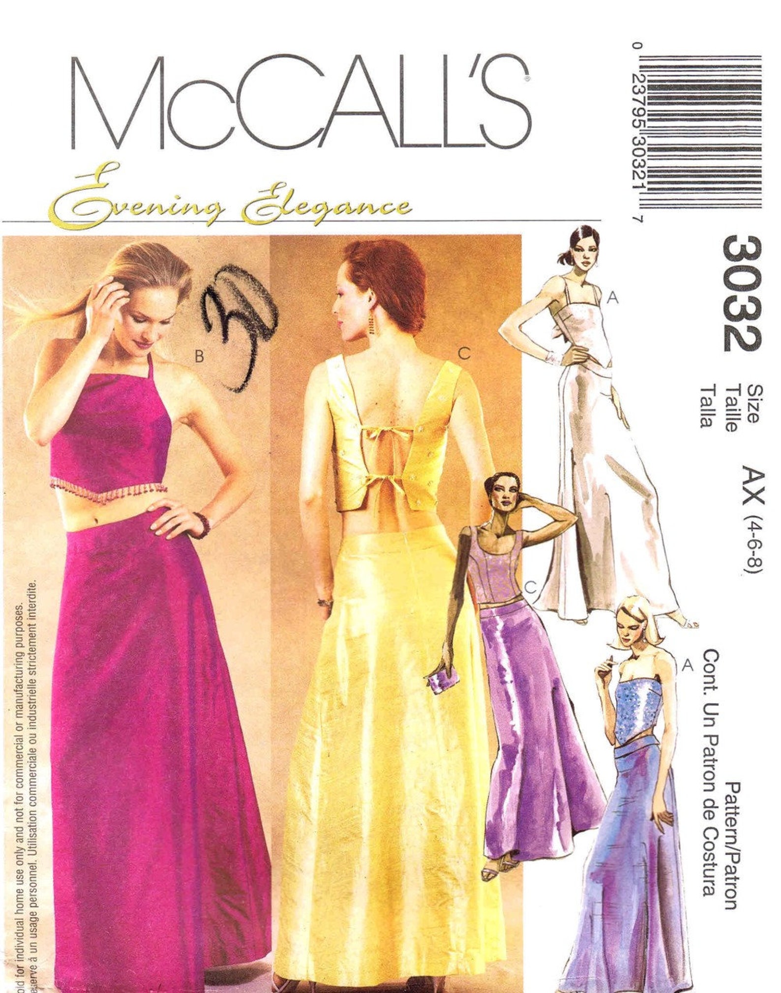 Misses Formal Evening Tops Skirt Prom Dress Pattern Mccalls - Etsy