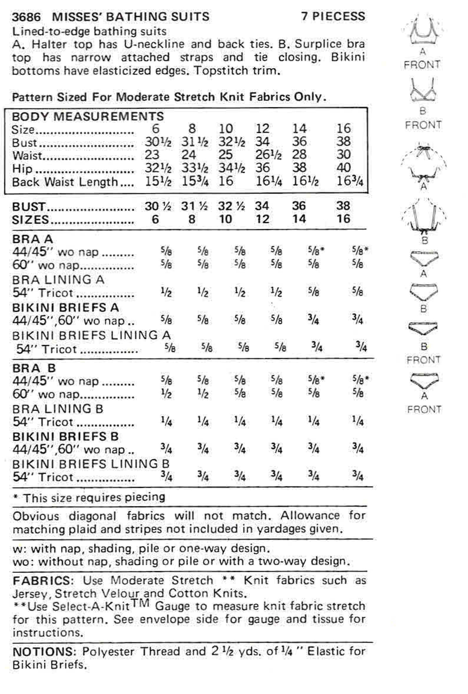 1970s Misses Bathing Suits Multi-kini Butterick 3686 Vintage - Etsy