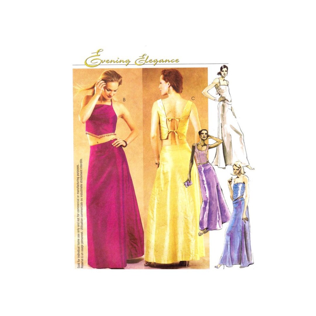 Misses Formal Evening Tops Skirt Prom Dress Pattern Mccalls 3032 Sewing ...