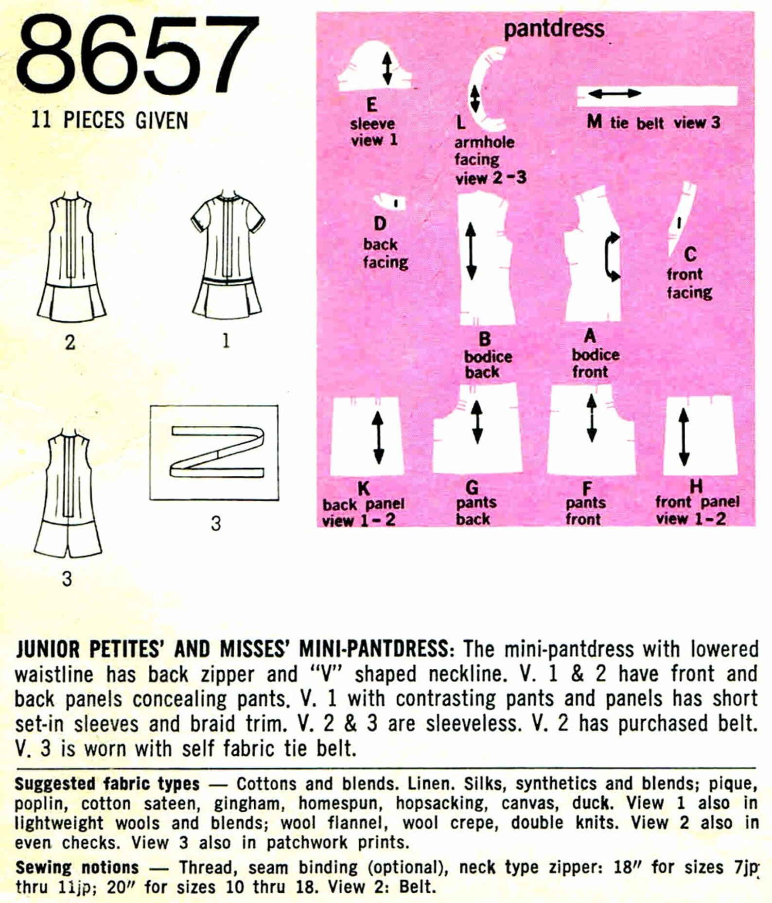 1960s Retro V-neckline Mod Mini Pantdress Simplicity 8657 - Etsy