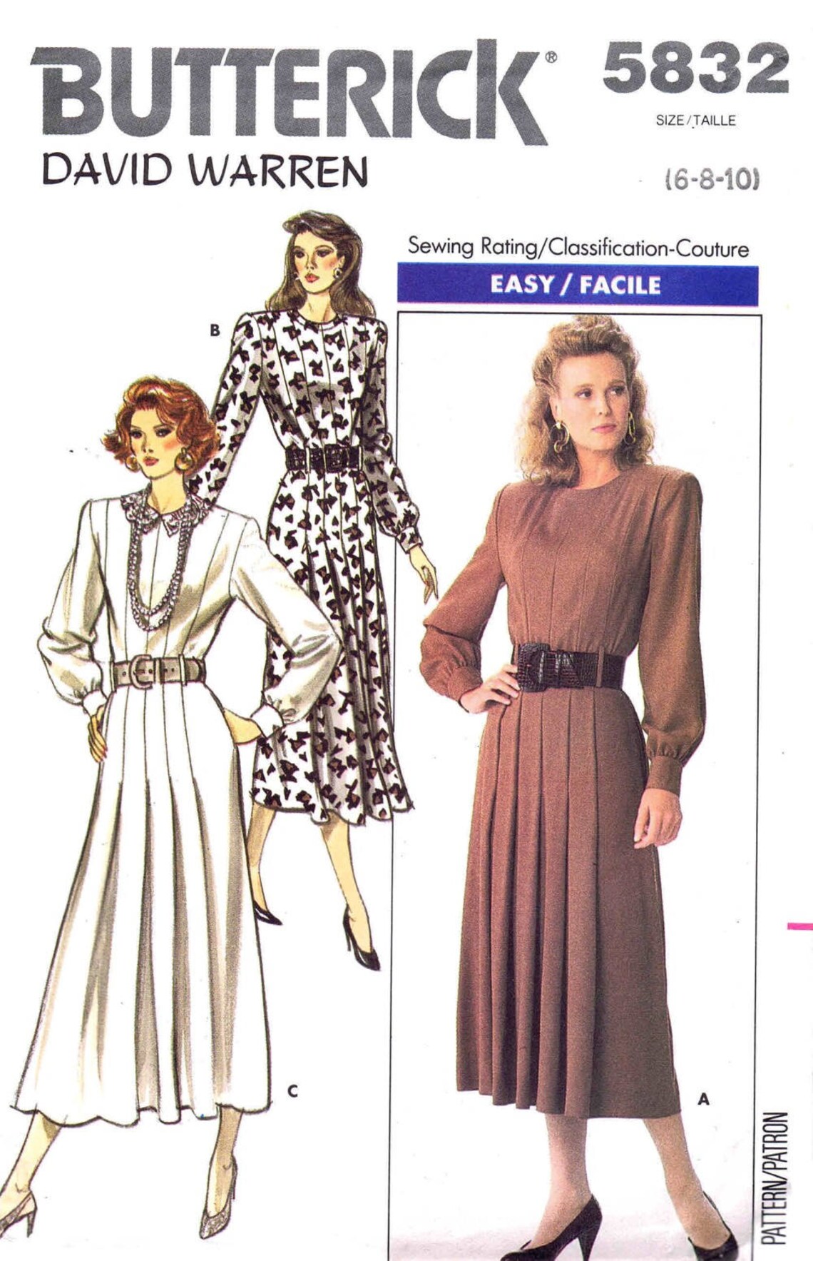 David Warren Flared Dress Butterick 5832 Sewing Pattern Size 6 - Etsy