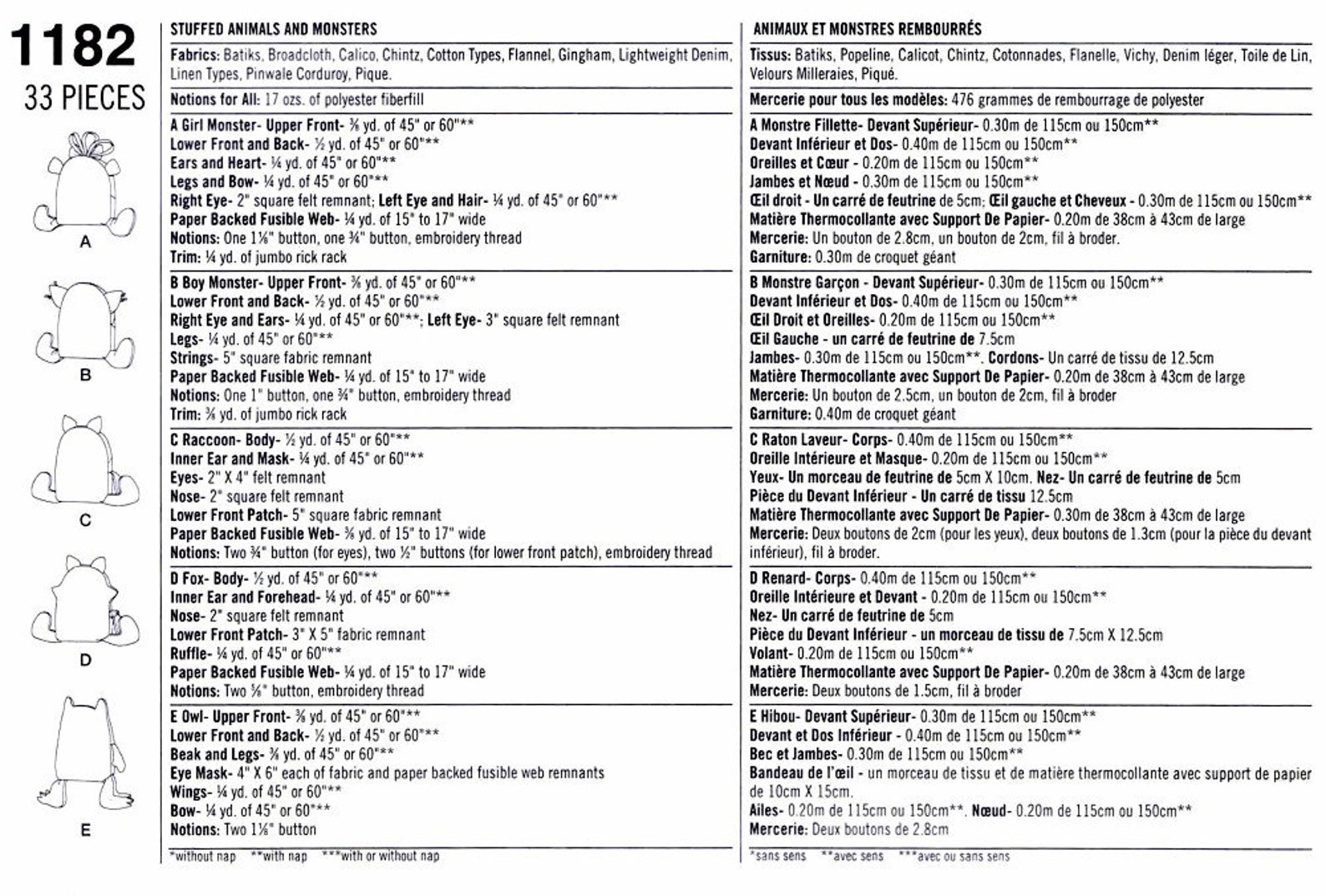 Stuffed Animals and Monsters Simplicity 1182 Sewing Pattern | Etsy